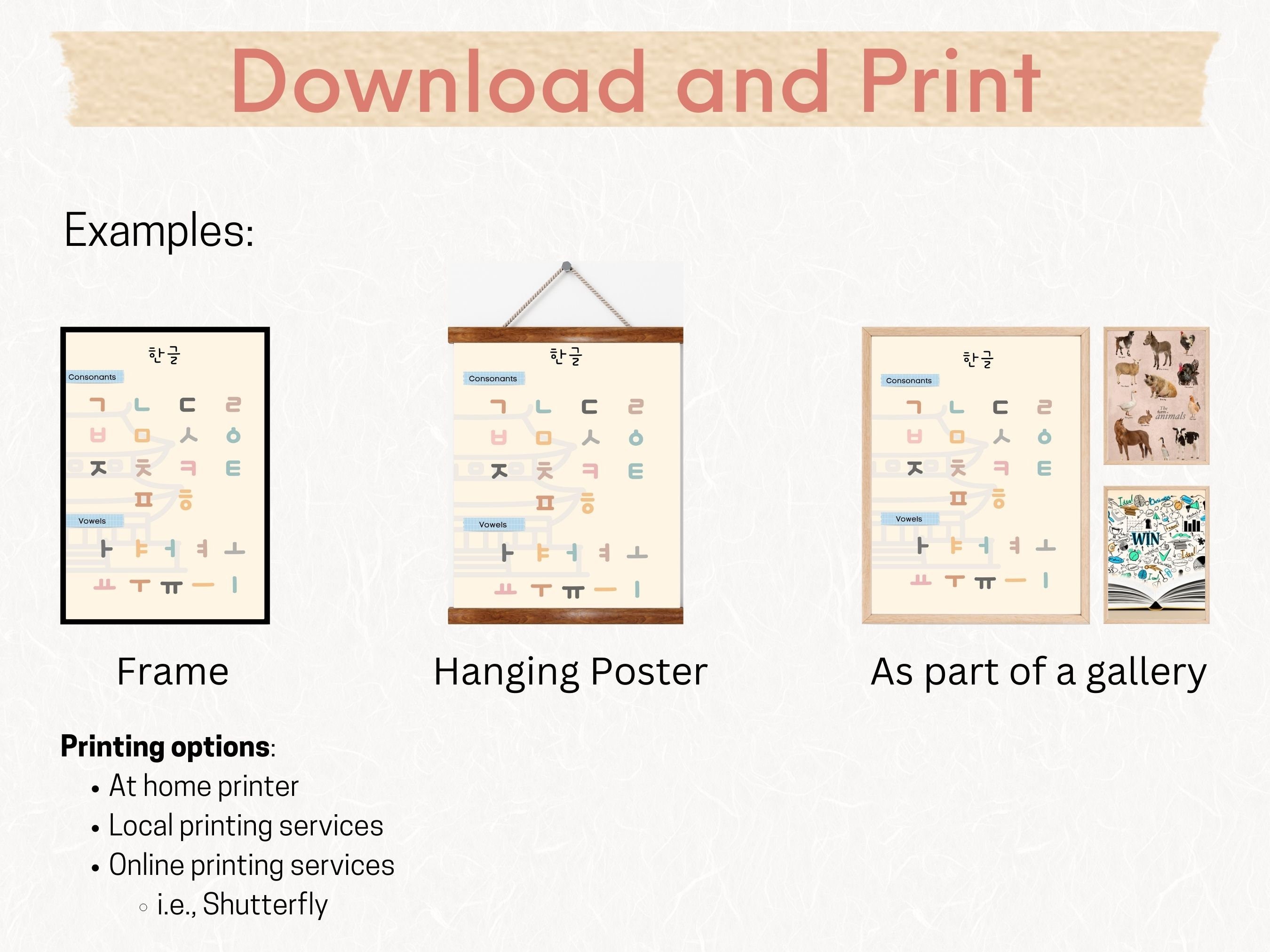 Educational Korean Alphabet Chart/basic Hangul Chart/instant Download ...