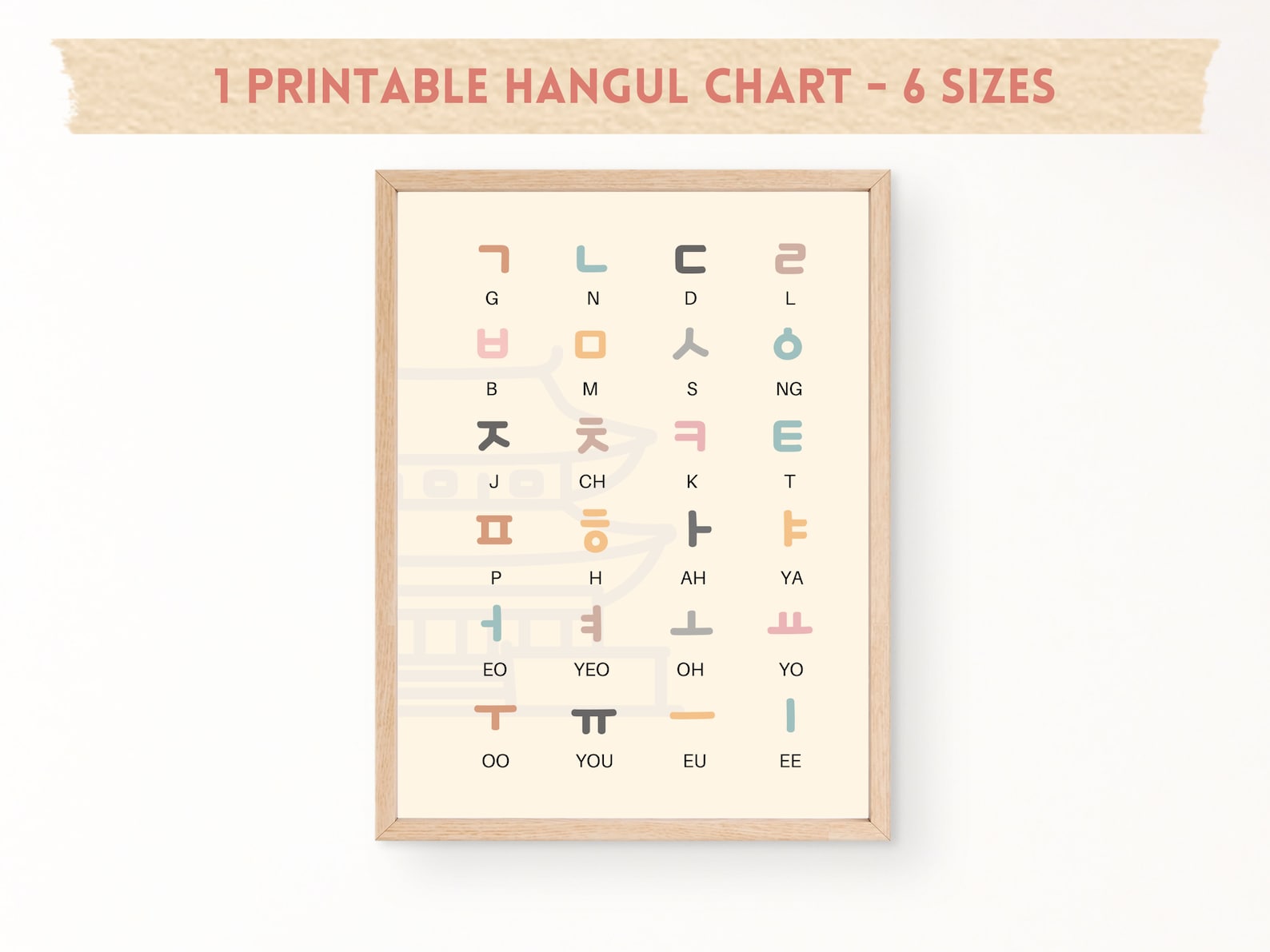 Educational Korean Alphabet Hangul Chart Basic Hangul Chart Printable ...