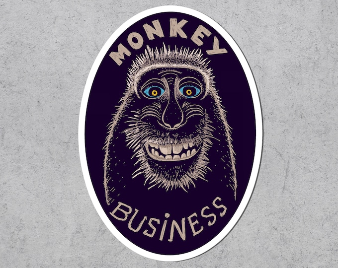 Monkey Business Sticker, Monkey, Animals, Vinyl Decal, Vinyl Stickers ...