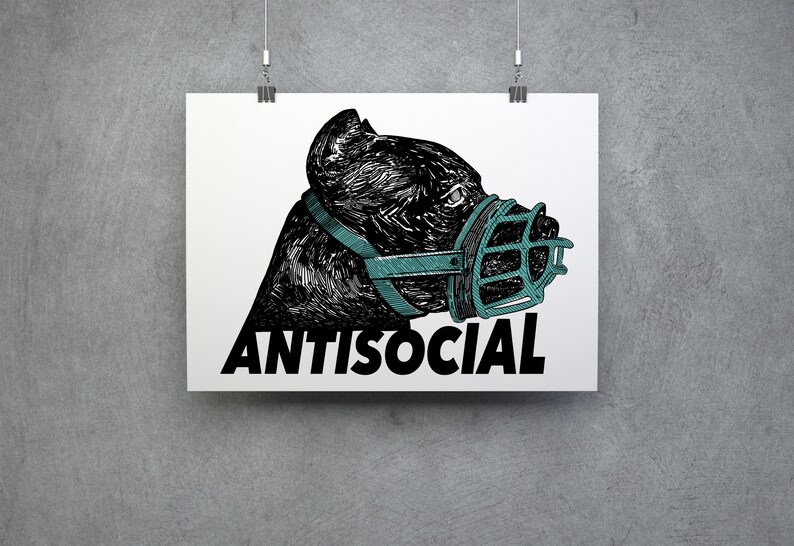 Antisocial Print Socialist Resist Leftist Wall Art - Etsy
