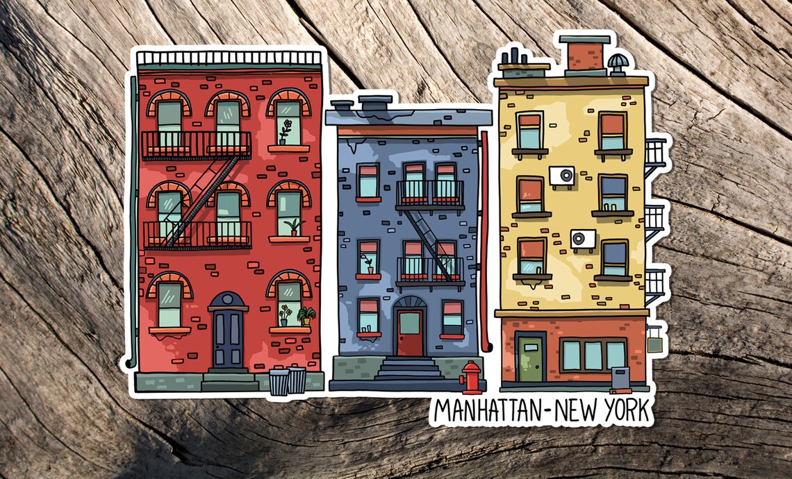 Manhattan Sticker, New York Sticker, City, Laptop Stickers, America ...