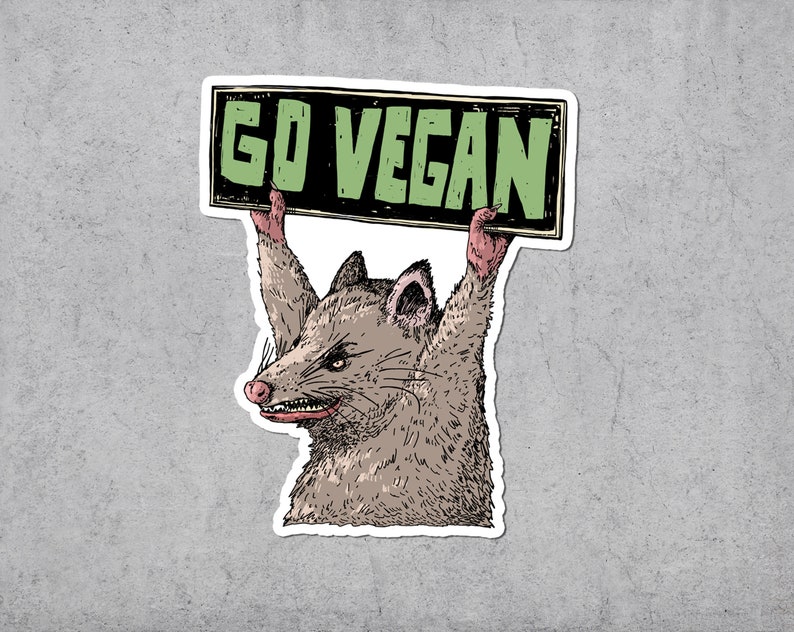 Go Vegan Opossum Vinyl Sticker, Waterproof - Etsy