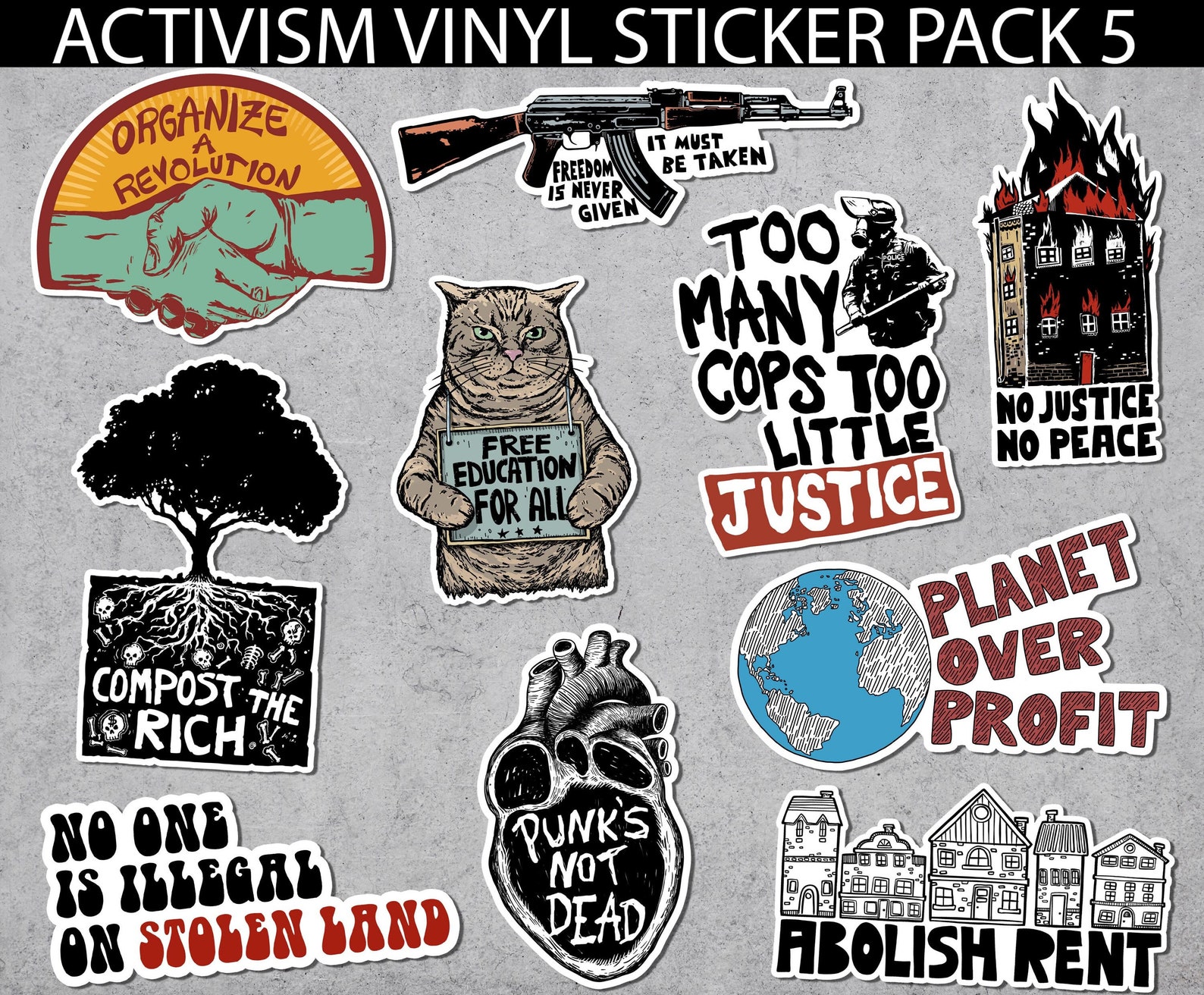 Activism Sticker Pack 5, Punk, Leftist, Communism, Coupon, Eat the Rich ...
