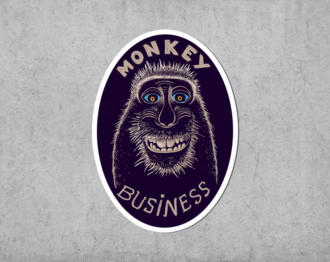 Monkey Business Sticker, Monkey, Animals, Vinyl Decal, Vinyl Stickers ...