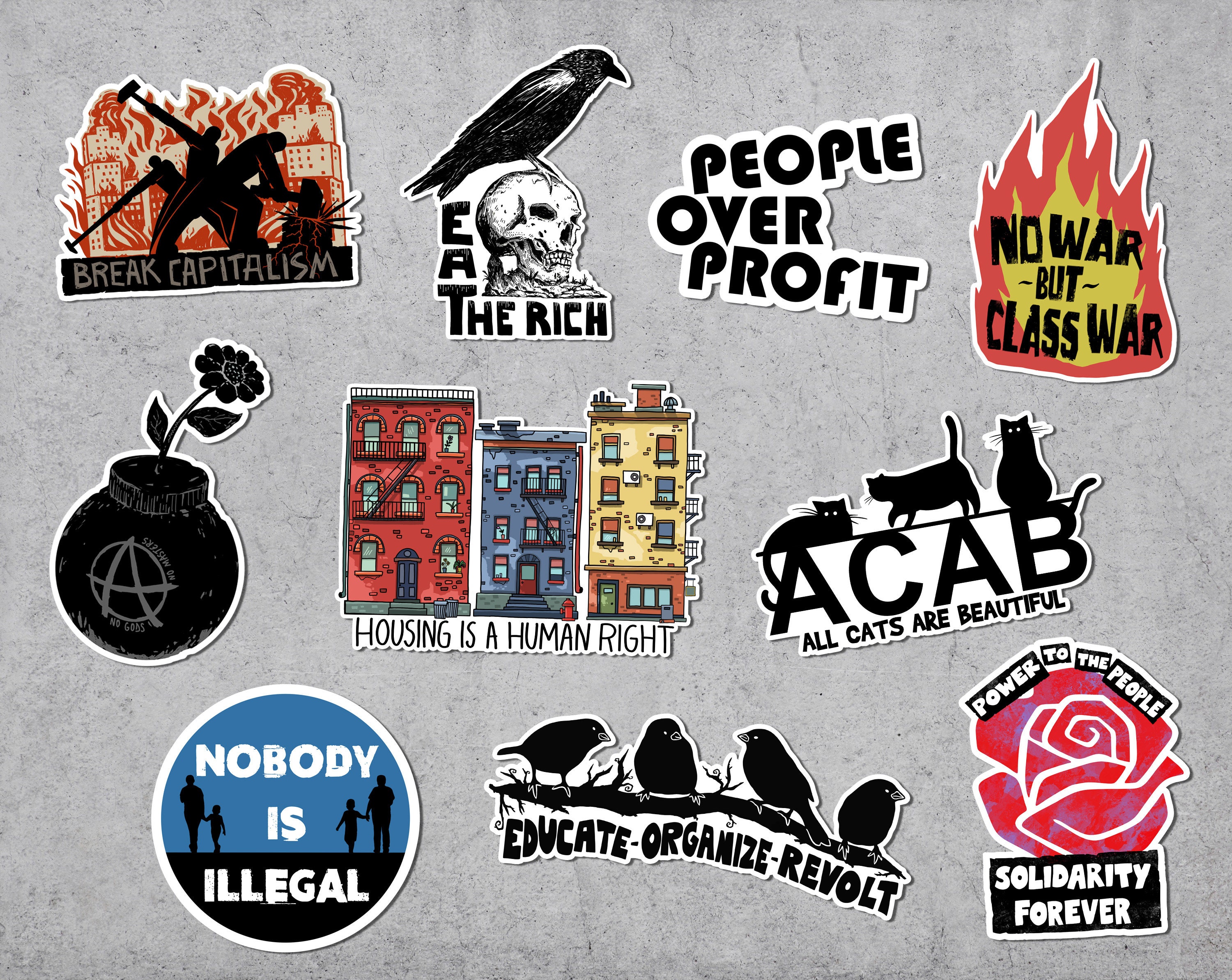 Housing Eat The Rich Communist Human Rights Sticker Pack Leftist ...