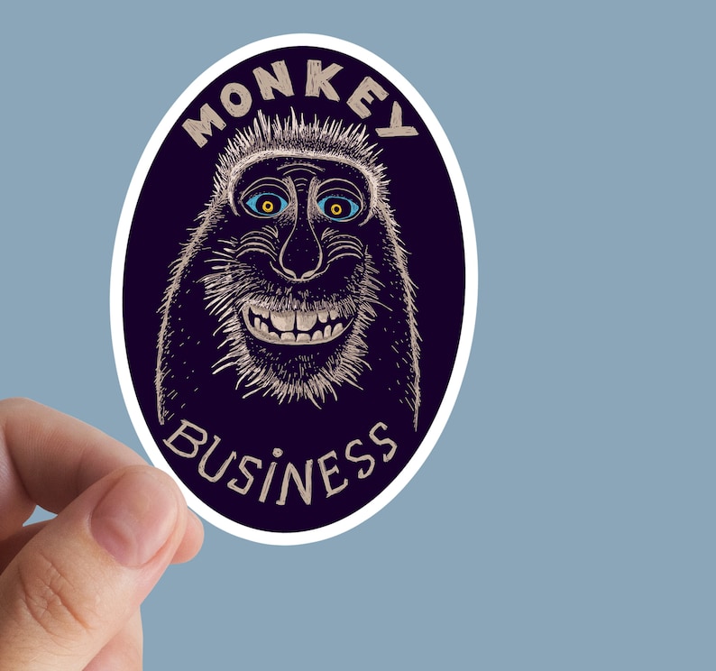 Monkey Business Sticker Monkey Animals Vinyl Decal Vinyl - Etsy