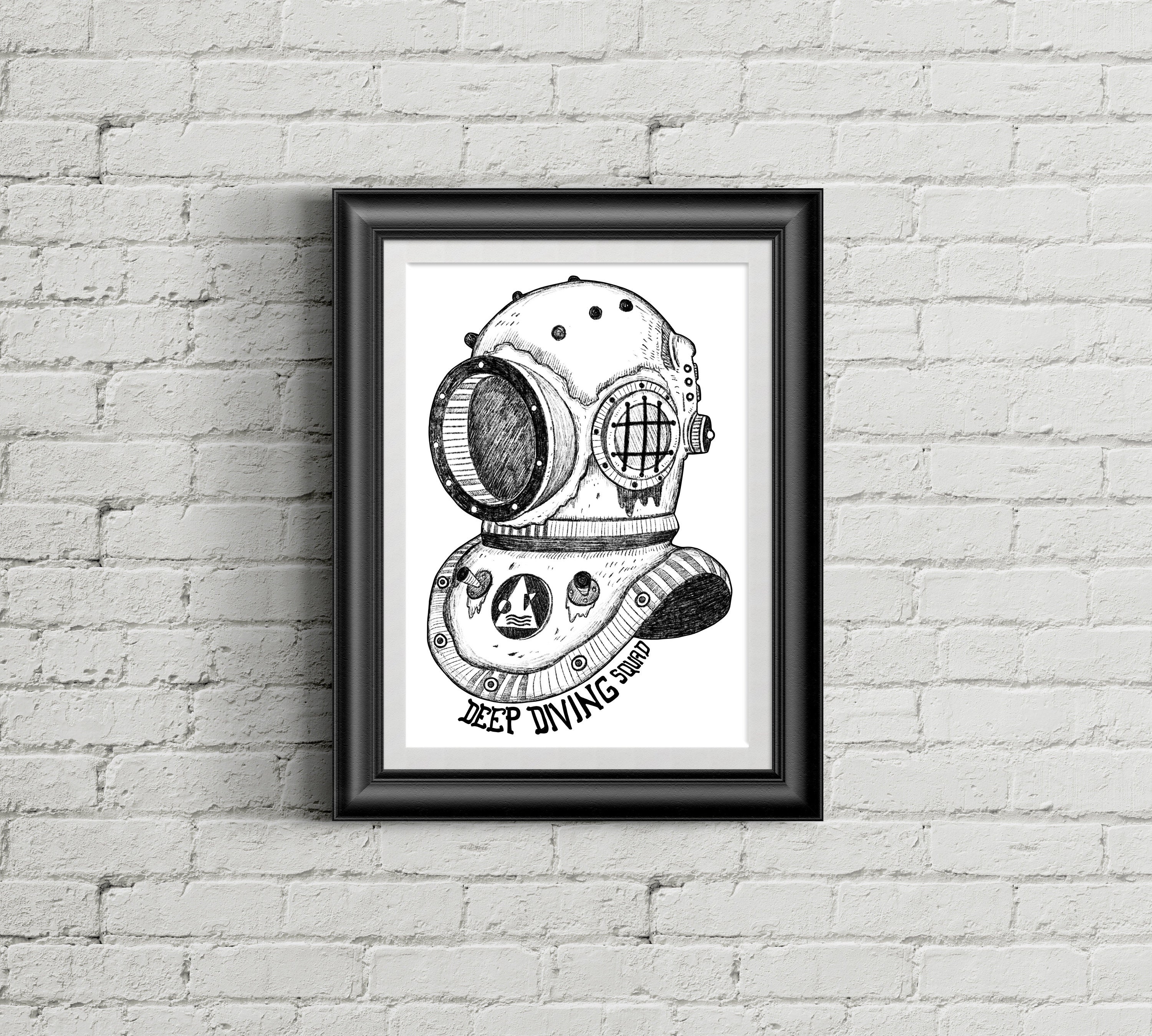 Scuba Diver Print Sea Nautical Retro Art Print Diver | Etsy