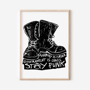 Stay Punk Print, Leftist, Anarchist, Art Print, Anti Capitalism ...
