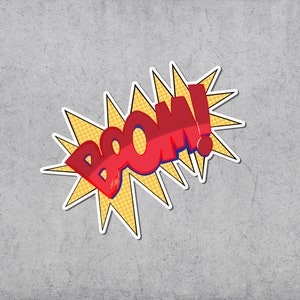Boom Sticker, Retro, Font Sticker, Stickers Laptop, Laptop Decals ...