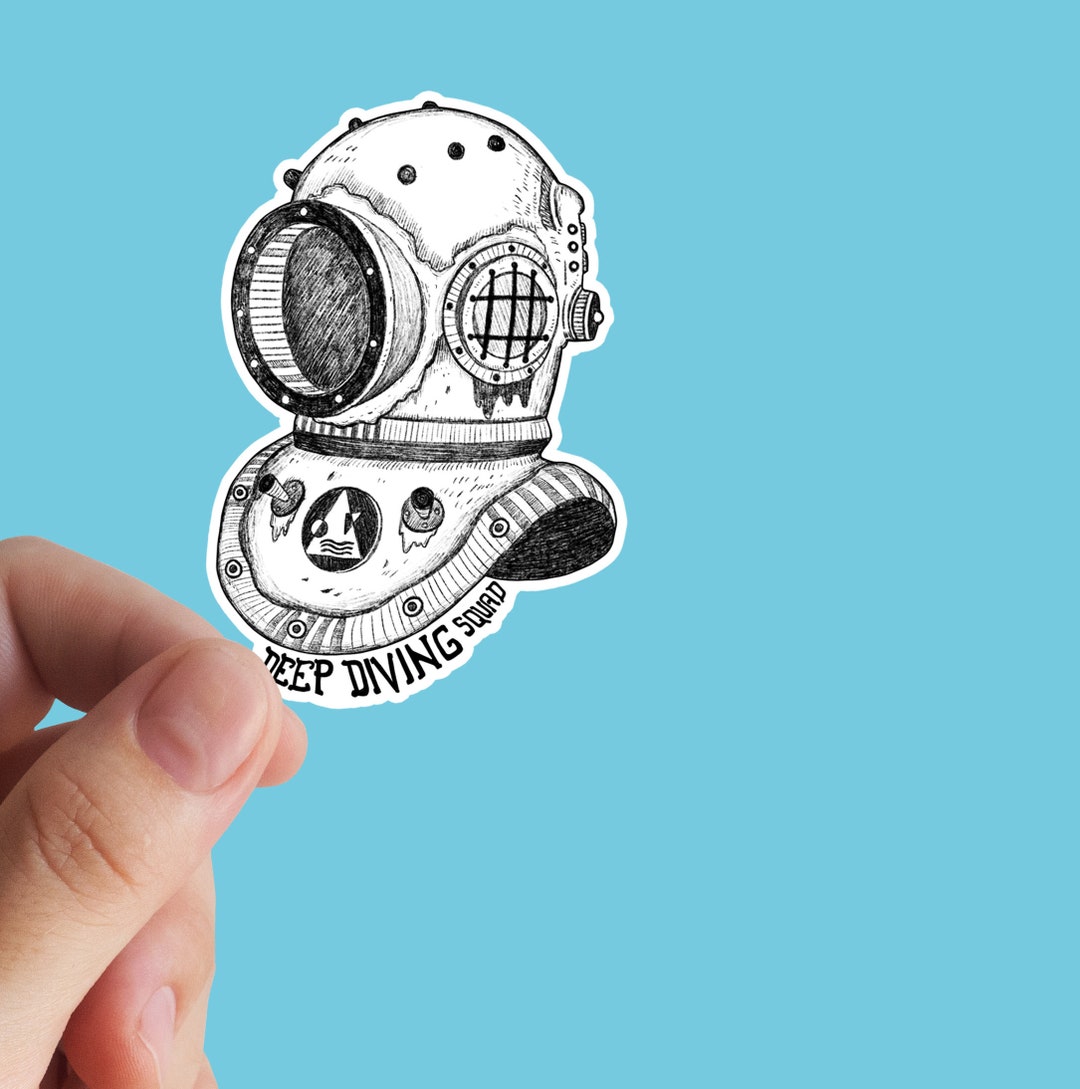 Scuba Diver Sticker, Vinyl Stickers, Sea, Nautical, Retro, Laptop ...