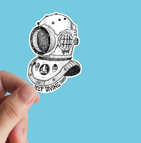 Scuba Diver Sticker Vinyl Stickers Sea Nautical Retro - Etsy