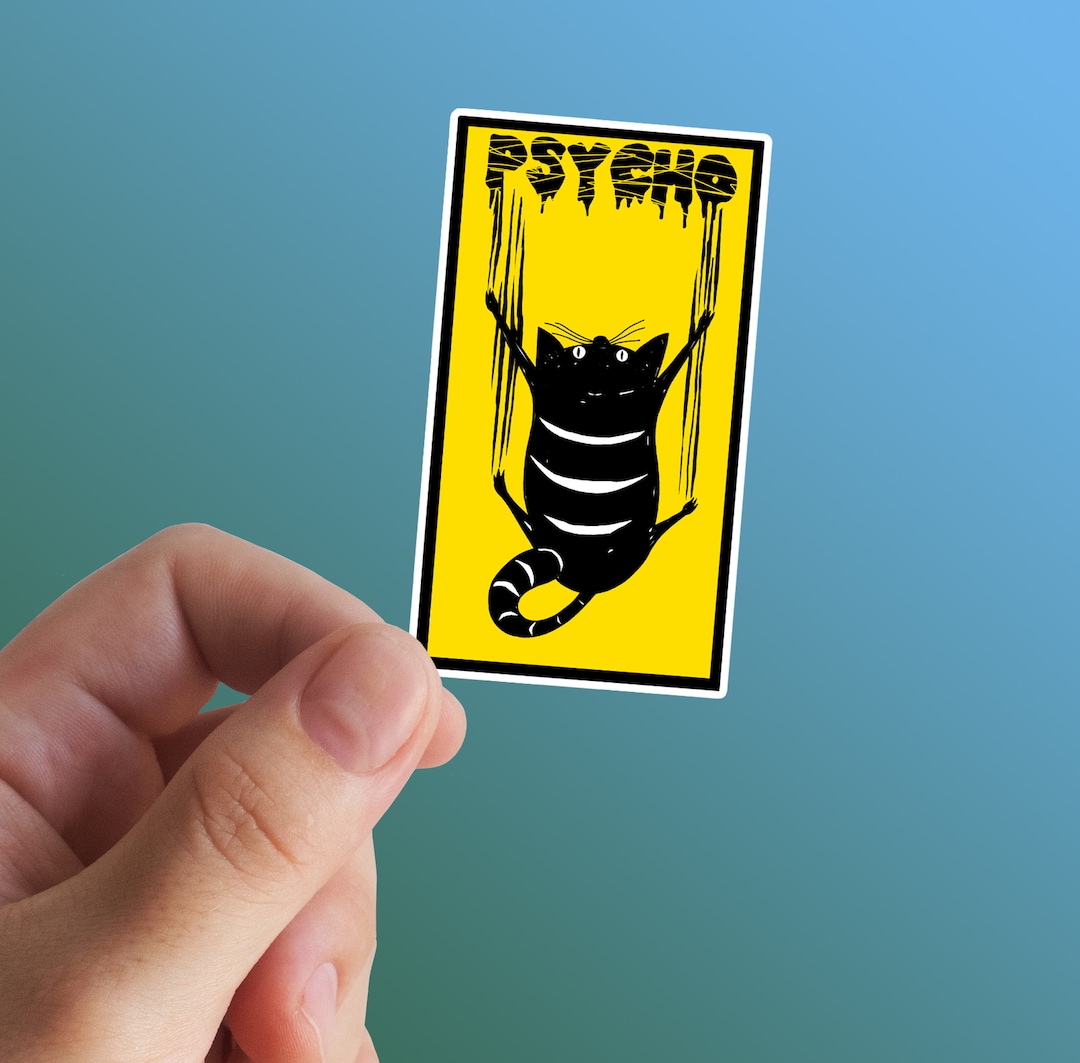 Psycho Sticker, Black Cat, Vinyl Stickers, Animals Stickers, Laptop ...