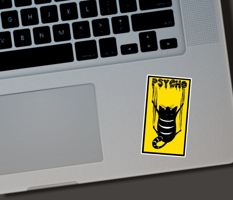 Psycho Sticker Black Cat Vinyl Stickers Animals Stickers | Etsy