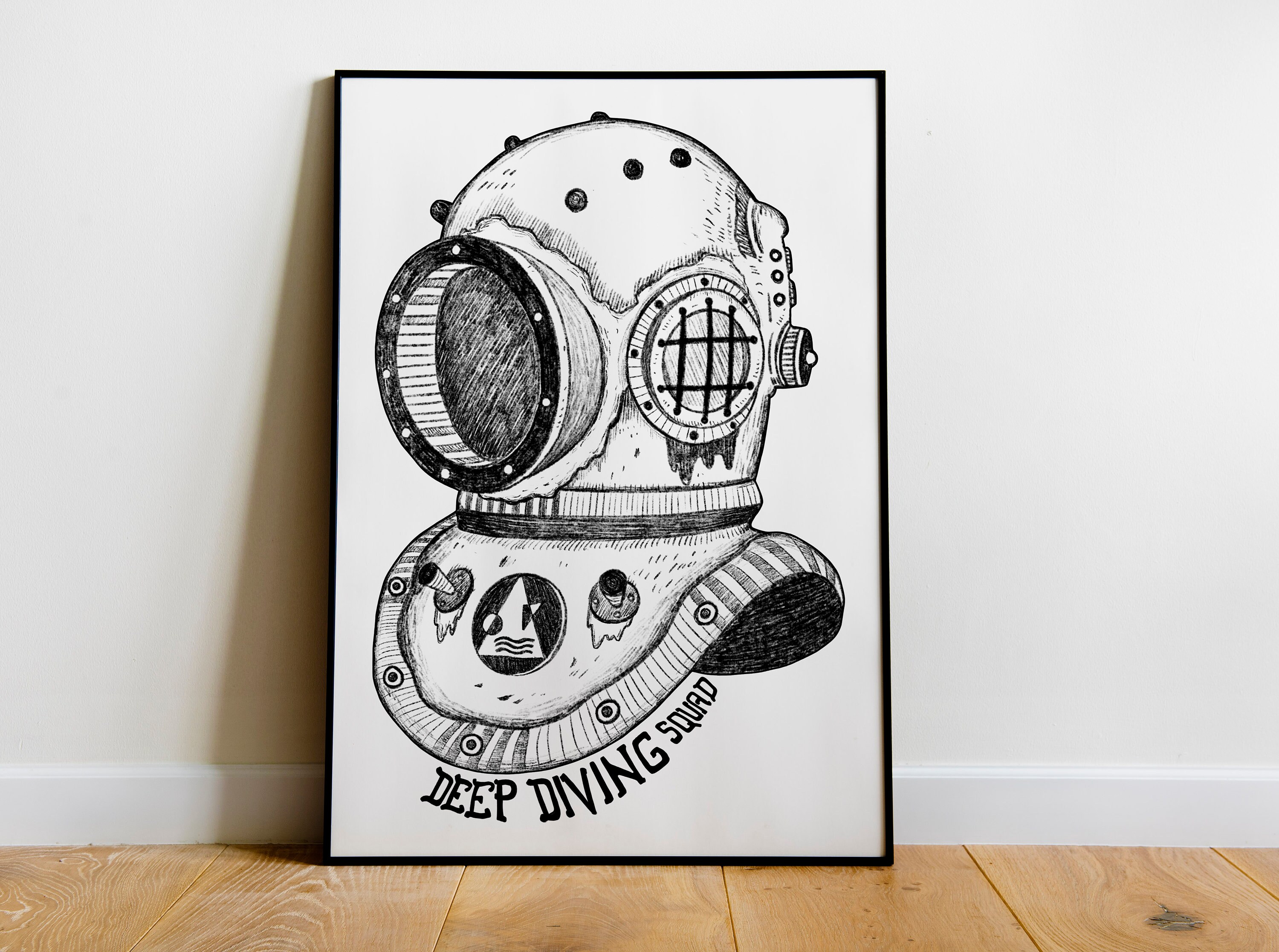 Scuba Diver Print Sea Nautical Retro Art Print Diver | Etsy