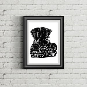 Stay Punk Print, Leftist, Anarchist, Art Print, Anti Capitalism ...
