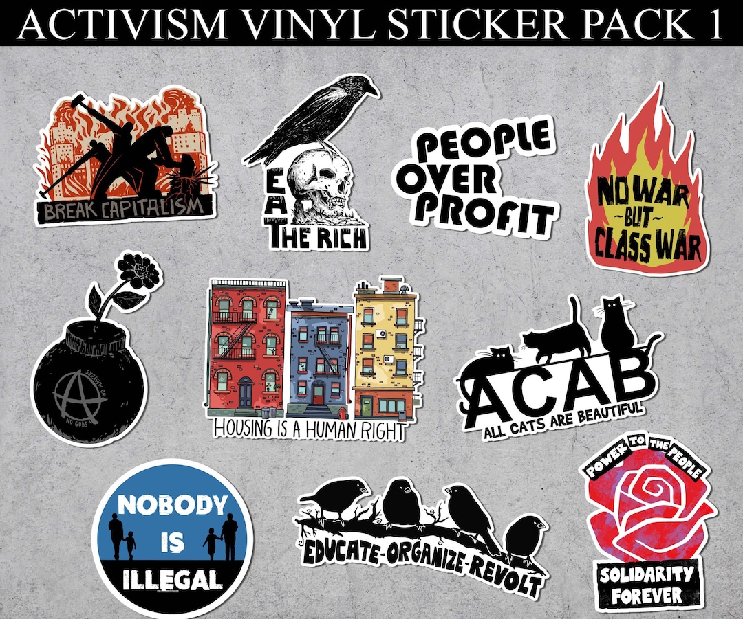 Activism Sticker Pack 1, Coupon, Bundle, Acab, Leftist, Communist, Eat ...