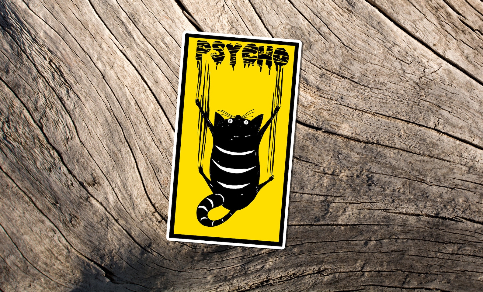 Psycho Sticker Black Cat Vinyl Stickers Animals Stickers | Etsy