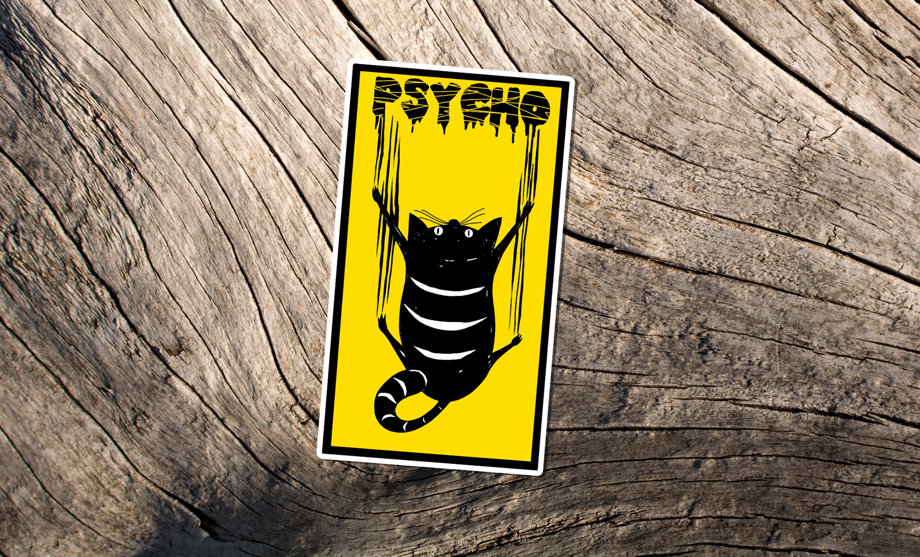 Psycho Sticker Black Cat Vinyl Stickers Animals Stickers | Etsy