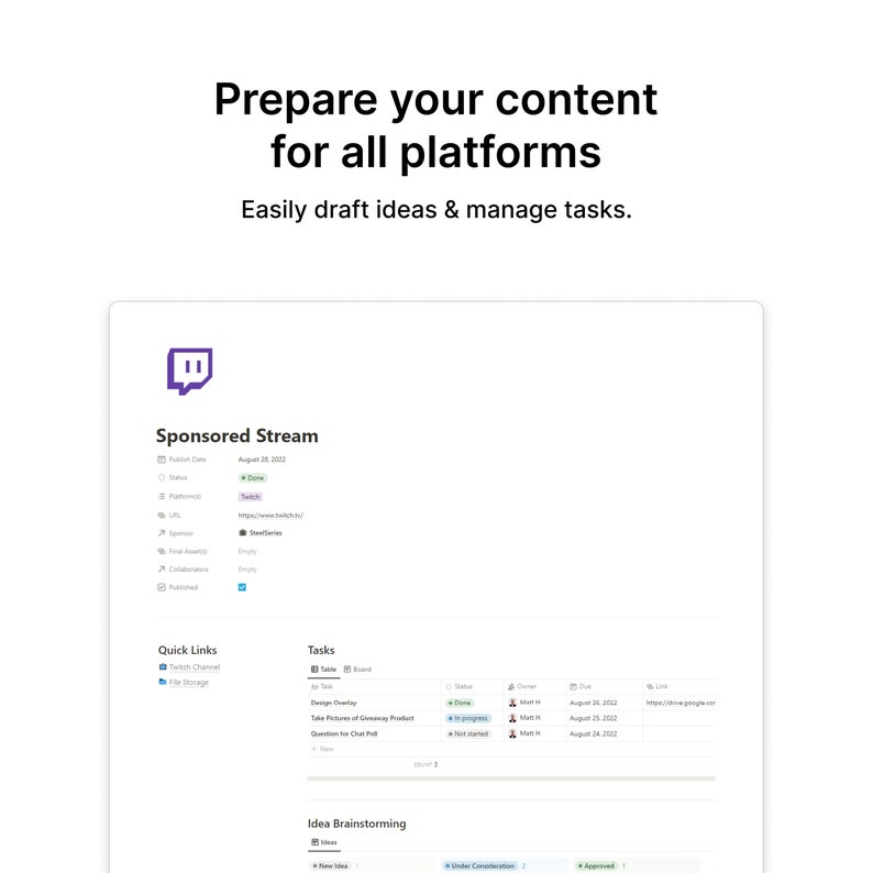 Notion Content Creator Template, Social Media Notion Template, Content ...