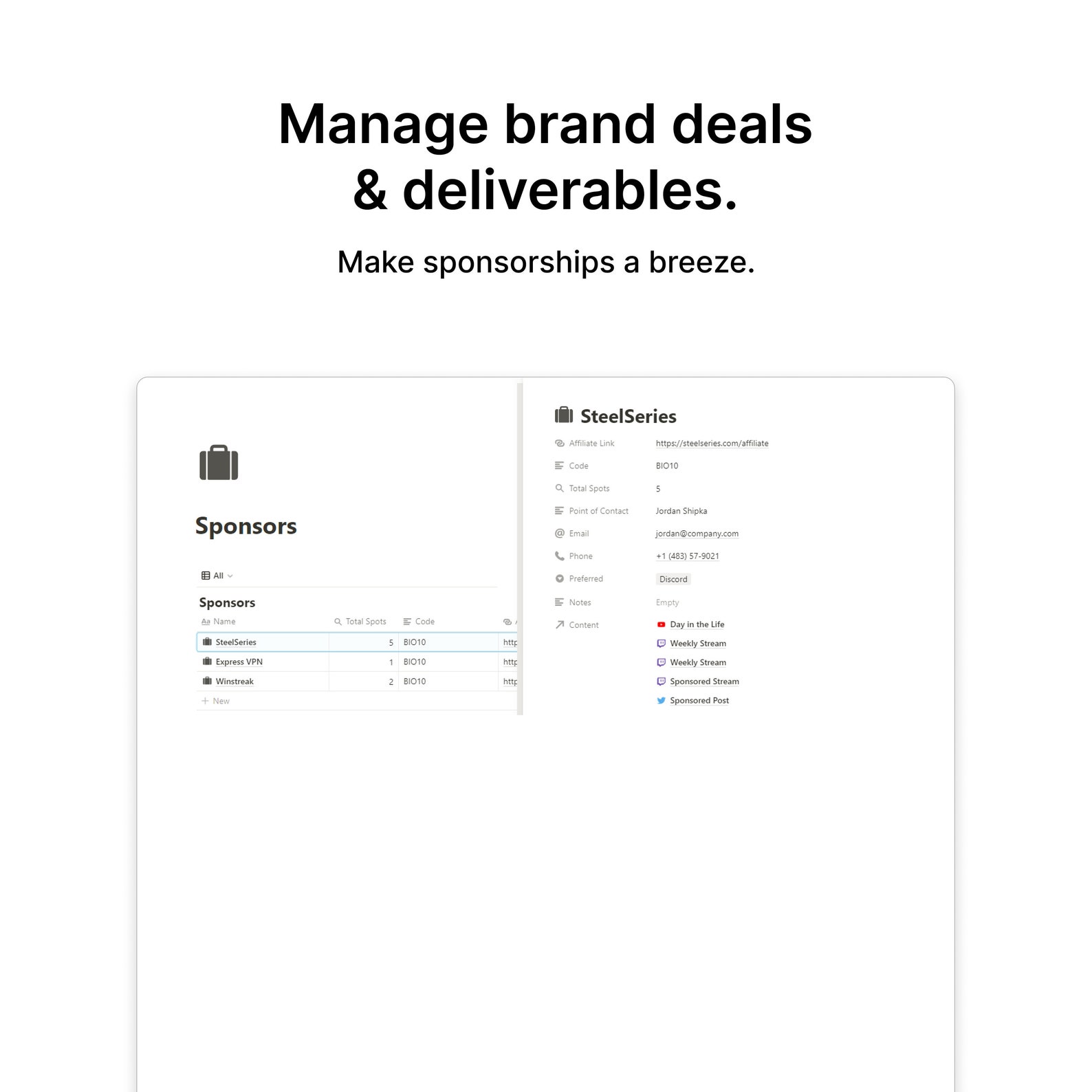 Notion Content Creator Template, Social Media Notion Template, Content ...