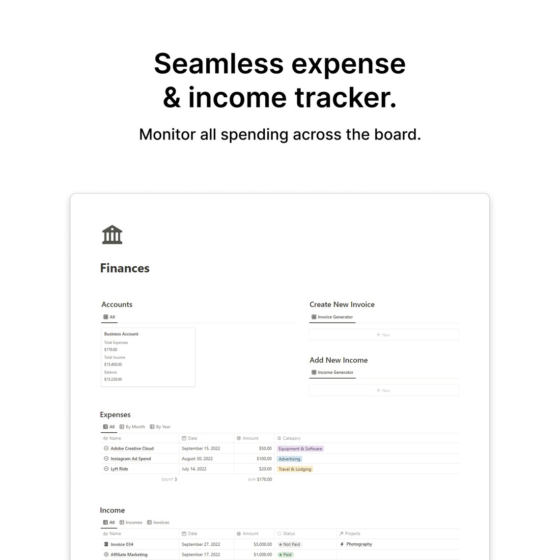 Notion Freelancer Kit, All-in-one Notion Template for Business, Project ...