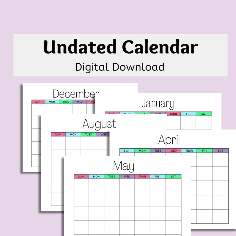 Printable Monthly Calendar Undated Monthly Calendar Blank Printable ...