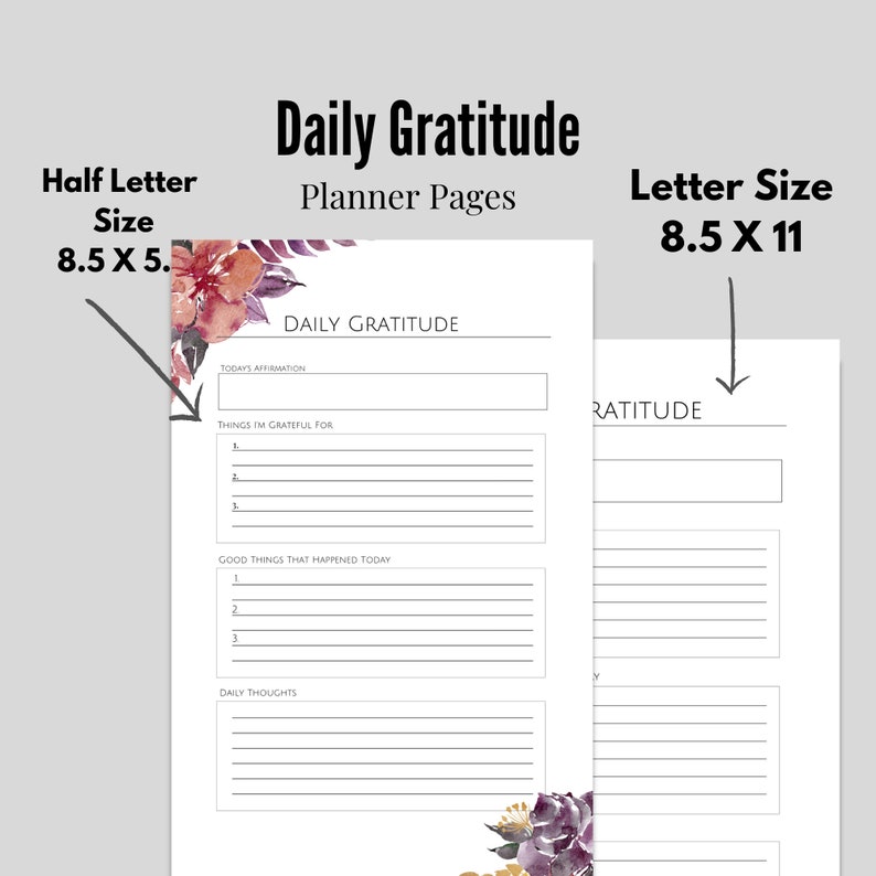 Daily Gratitude, Mindful Planner, Gratitude Planner Page, Digital PDF ...