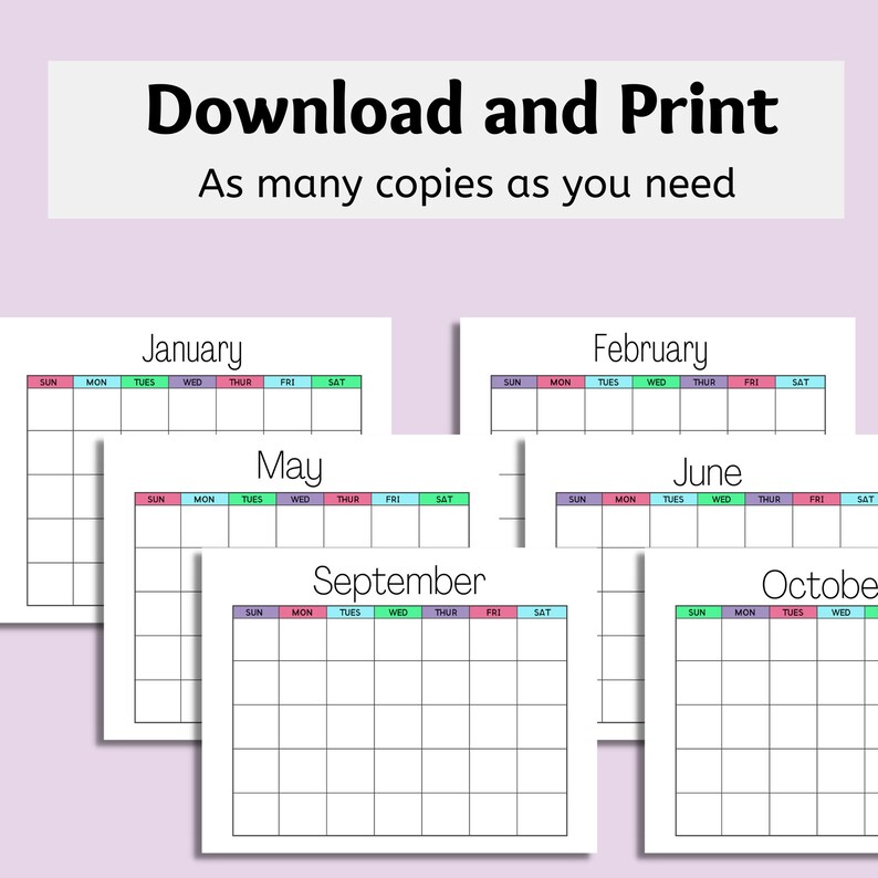 Printable Monthly Calendar | Undated Monthly Calendar | Blank Printable ...