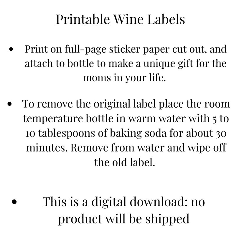 Funny Mom Wine Labels | Mommy Wine Labels | Printable Wine Labels ...