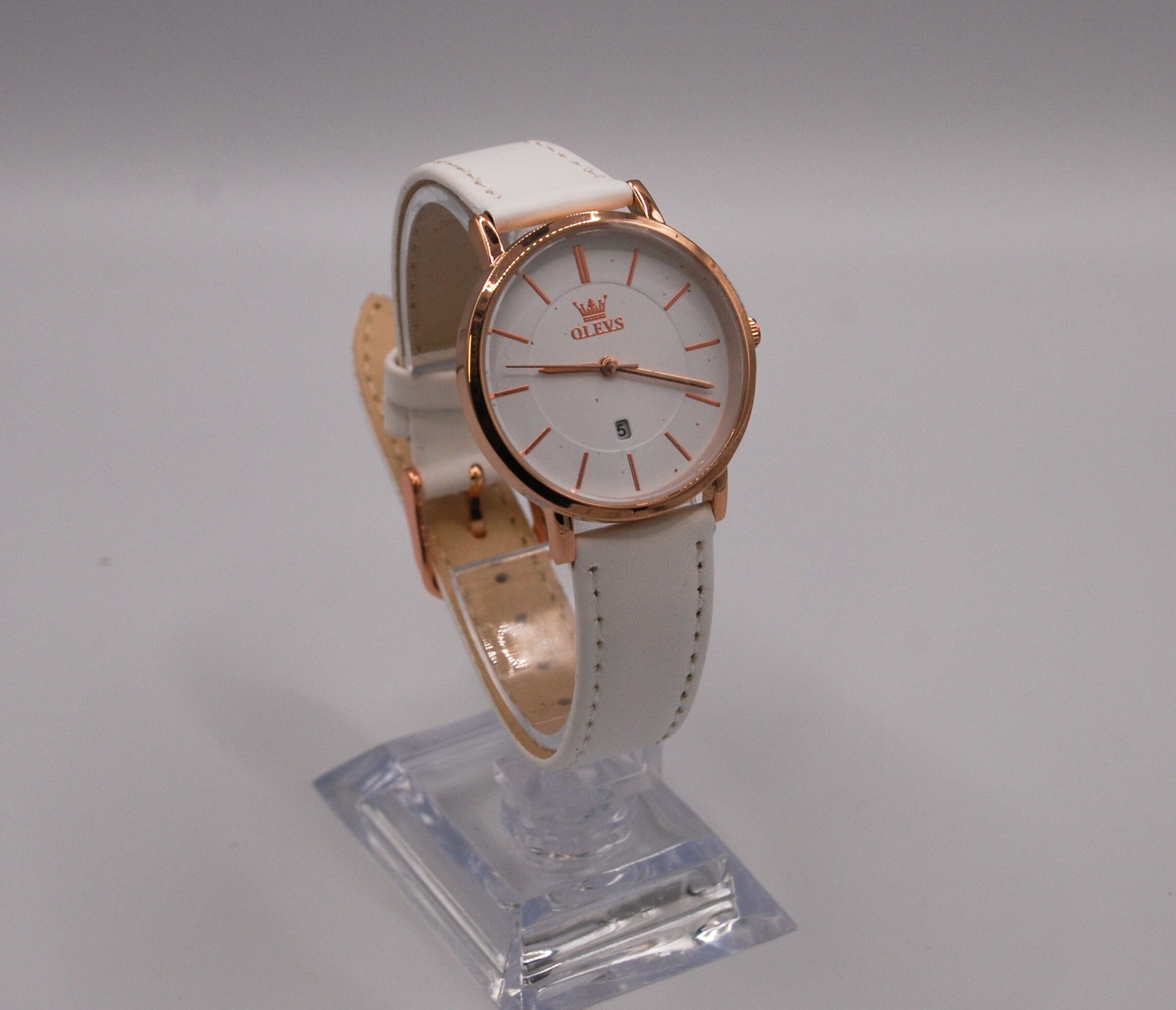 Olev Ladies Wristwatch Rose Gold With White Leather Wristband - Etsy