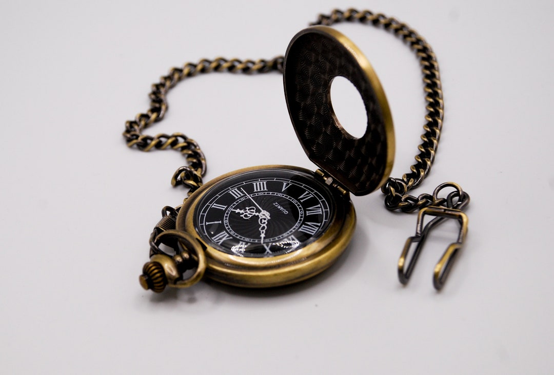Bronze Coloured Half Hunter Pocket Watch With Bronzed Chain - Etsy