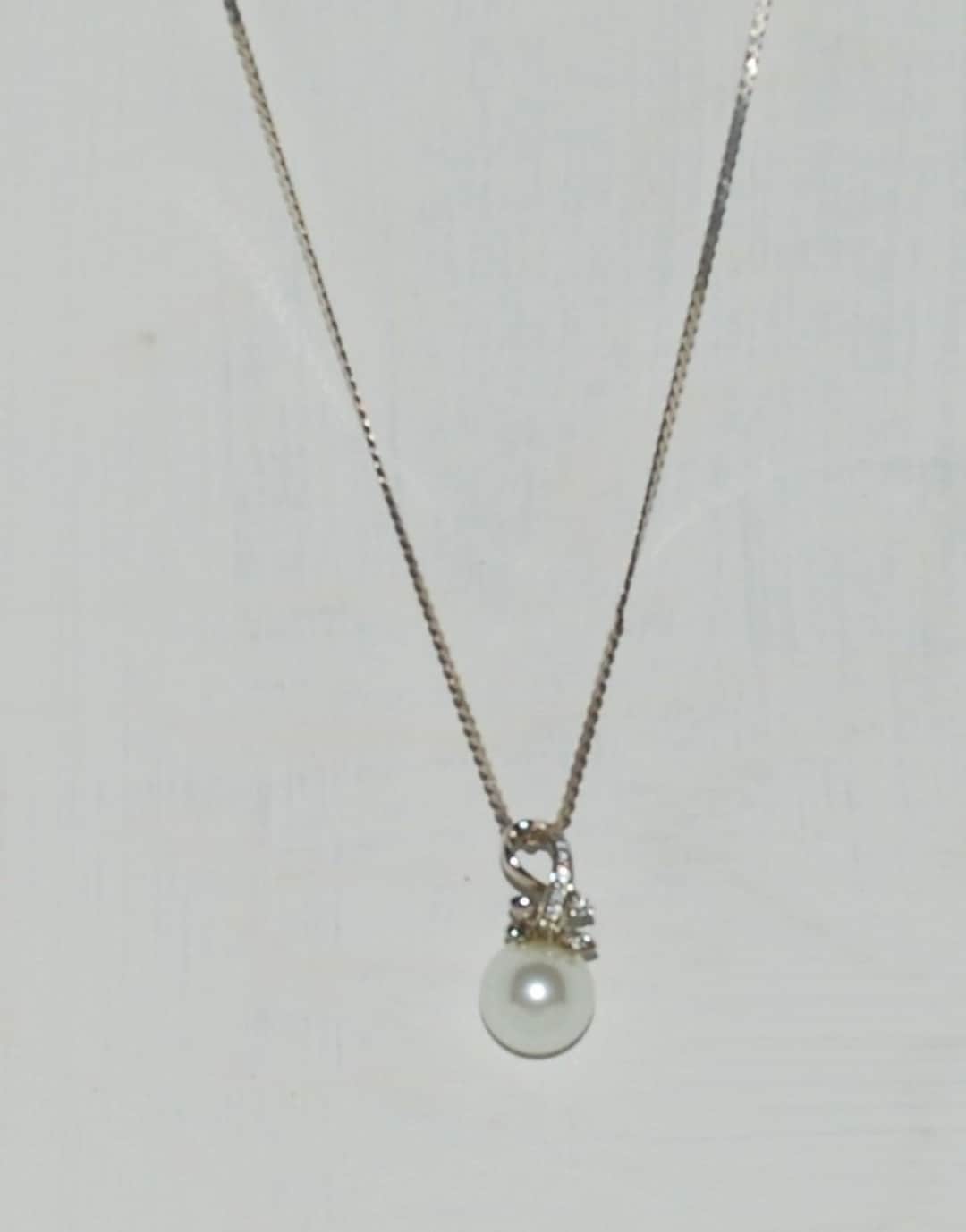 Pearl and Silver Mounted Pendant and Sterling Silver Necklace. - Etsy