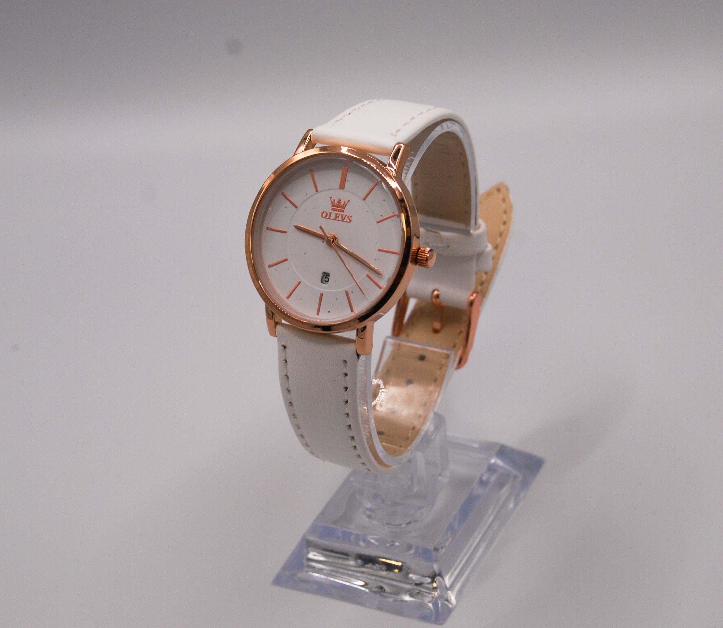 Olev Ladies Wristwatch Rose Gold With White Leather Wristband - Etsy