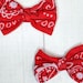 Red Bandana Bow, Large or Pigtail Bows Set of Two, Baby or Toddler Girl ...