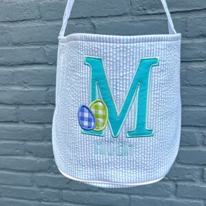 MORE COLORS Personalized Easter Baskets, Monogrammed Easter Basket, Seersucker Personalized ...