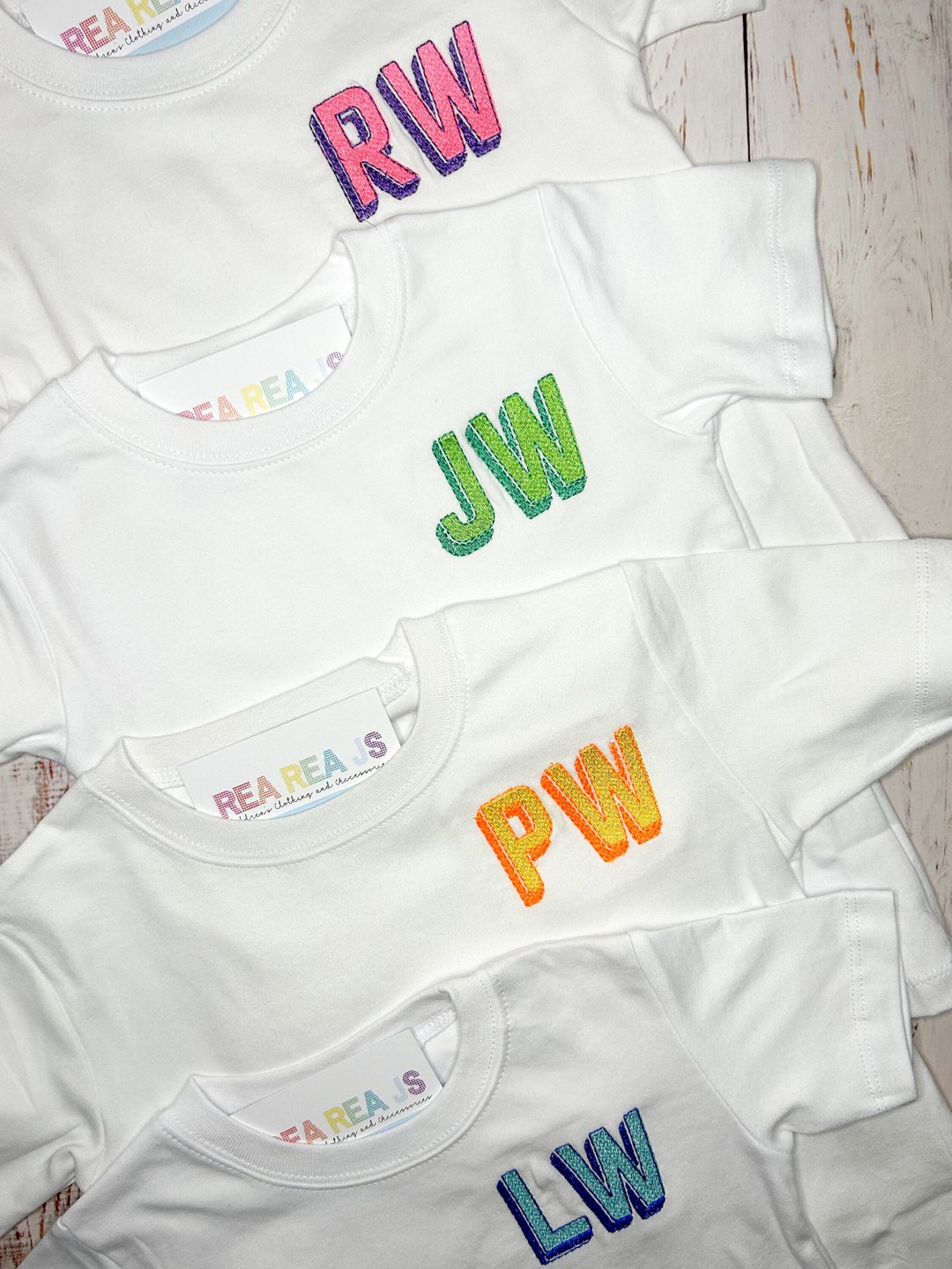 MORE COLORS, Shadow Block Initials Shirt for Babies and Toddlers, Kids ...