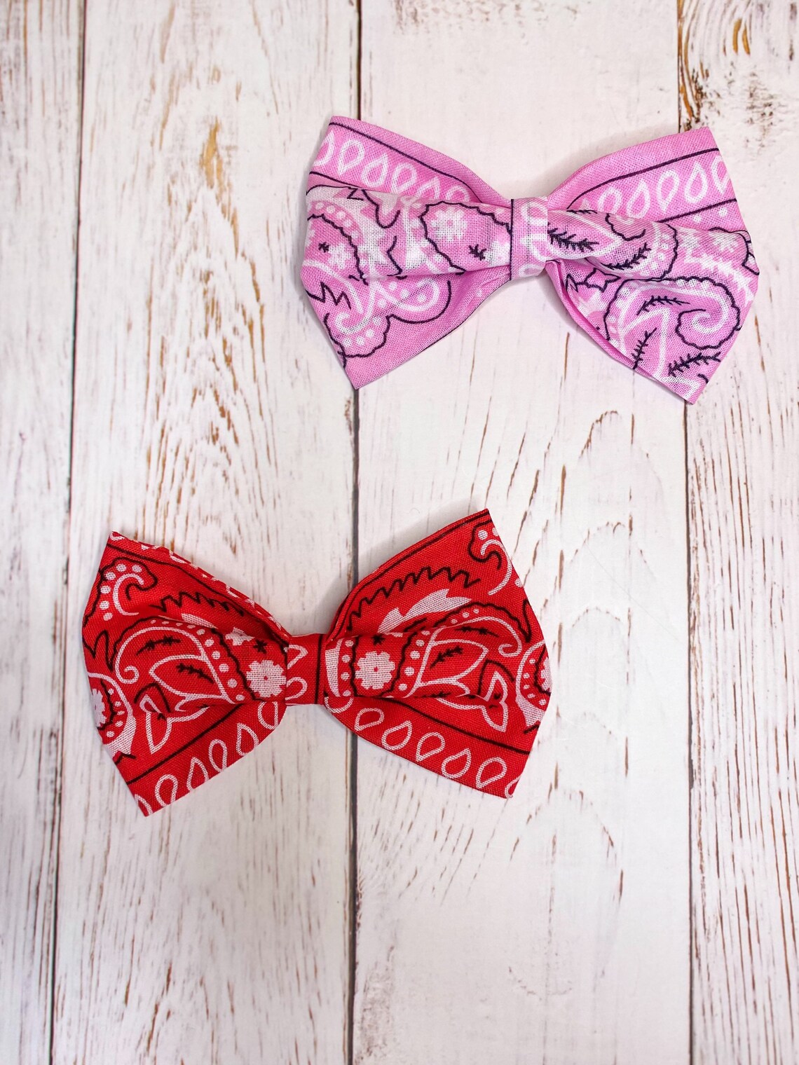 Red Bandana Bow, Large or Pigtail Bows Set of Two, Baby or Toddler Girl ...