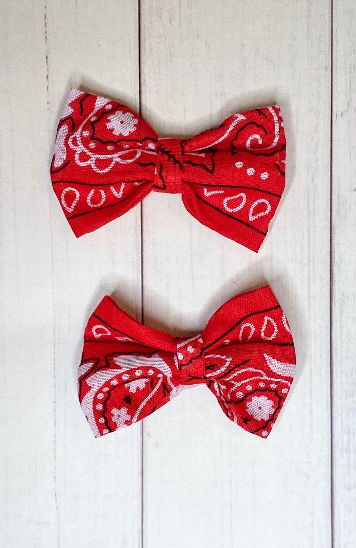 Red Bandana Bow, Large or Pigtail Bows Set of Two, Baby or Toddler Girl ...