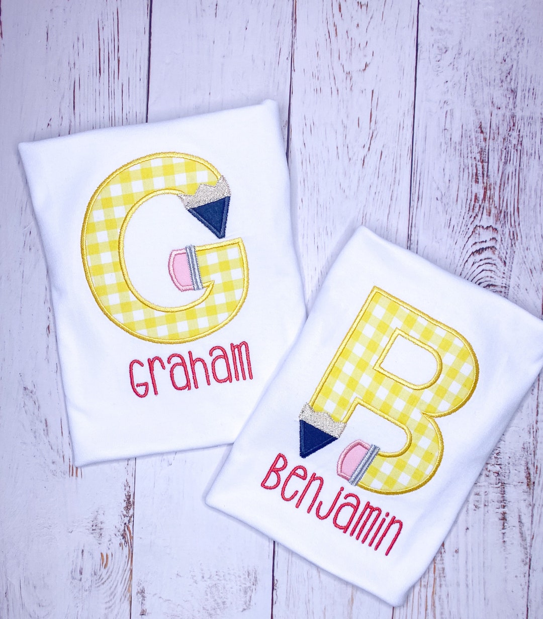 MORE COLORS Pencil Shirt Initial Shirt, Back to School, Monogrammed ...