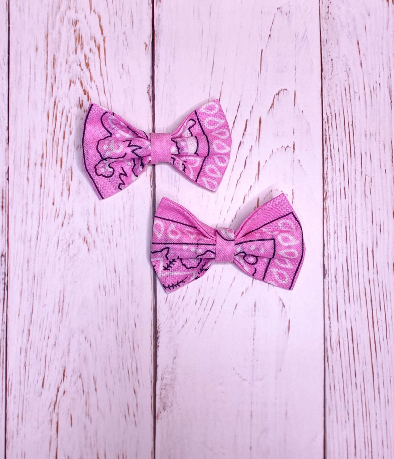 Red Bandana Bow, Large or Pigtail Bows Set of Two, Baby or Toddler Girl ...