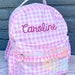 Monogrammed Gingham Nylon Backpack in Pink or Blue, Personalized Diaper ...