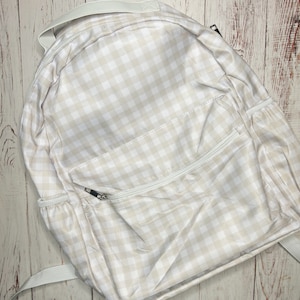 Monogrammed Gingham Nylon Backpack in Pink or Blue, Personalized Diaper ...