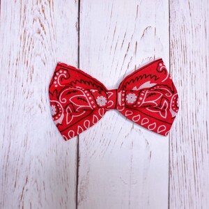 Red Bandana Bow, Large or Pigtail Bows Set of Two, Baby or Toddler Girl ...