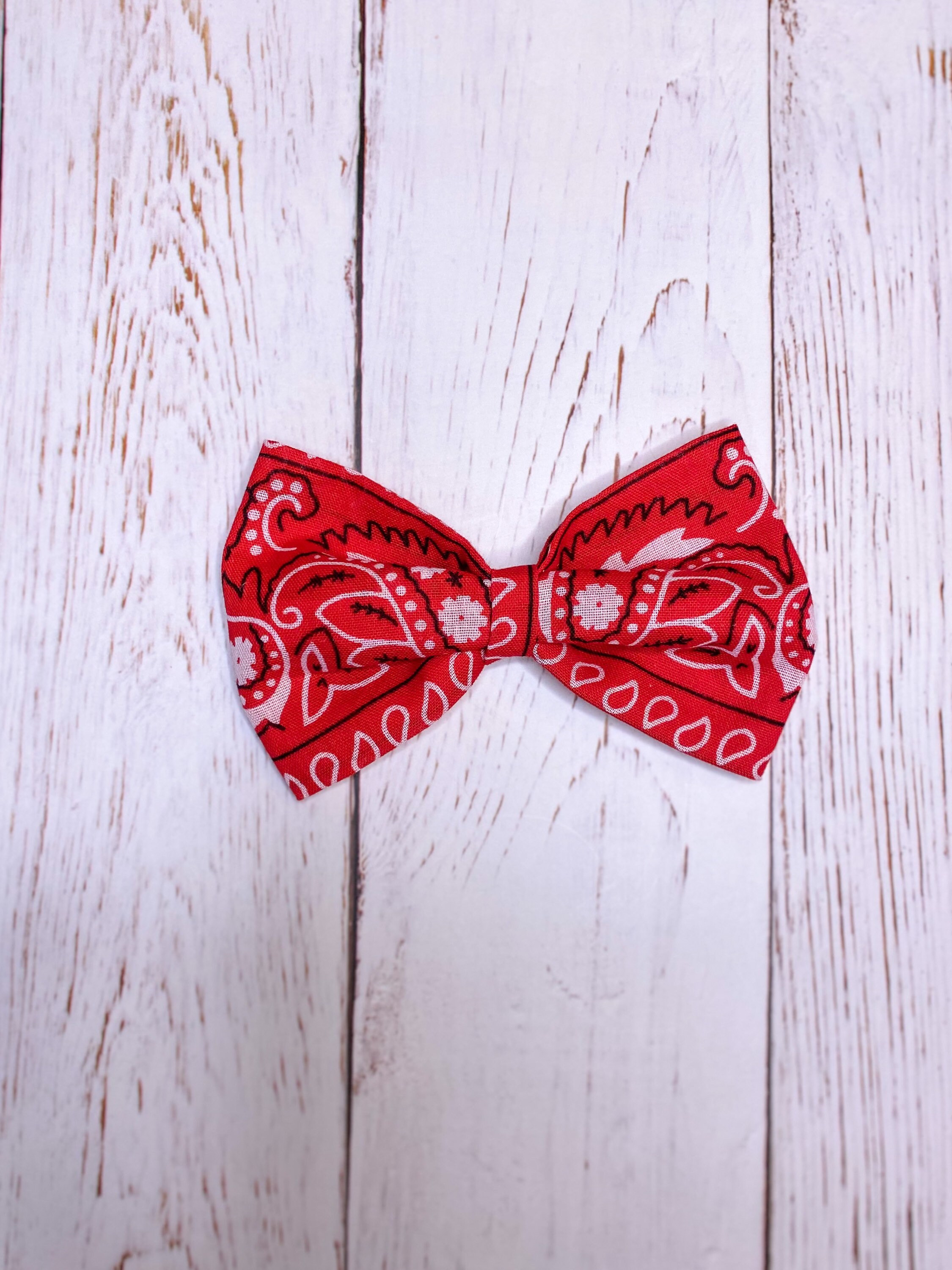 Red Bandana Bow, Large or Pigtail Bows Set of Two, Baby or Toddler Girl ...