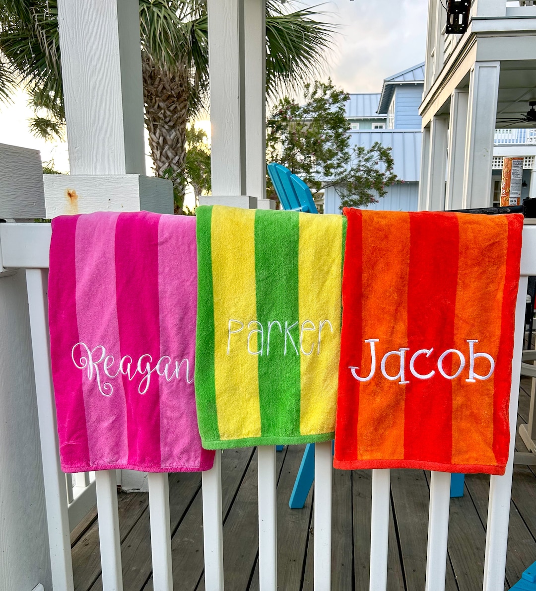 Monogrammed Beach Towels, Personalized Striped Beach Towels - Etsy