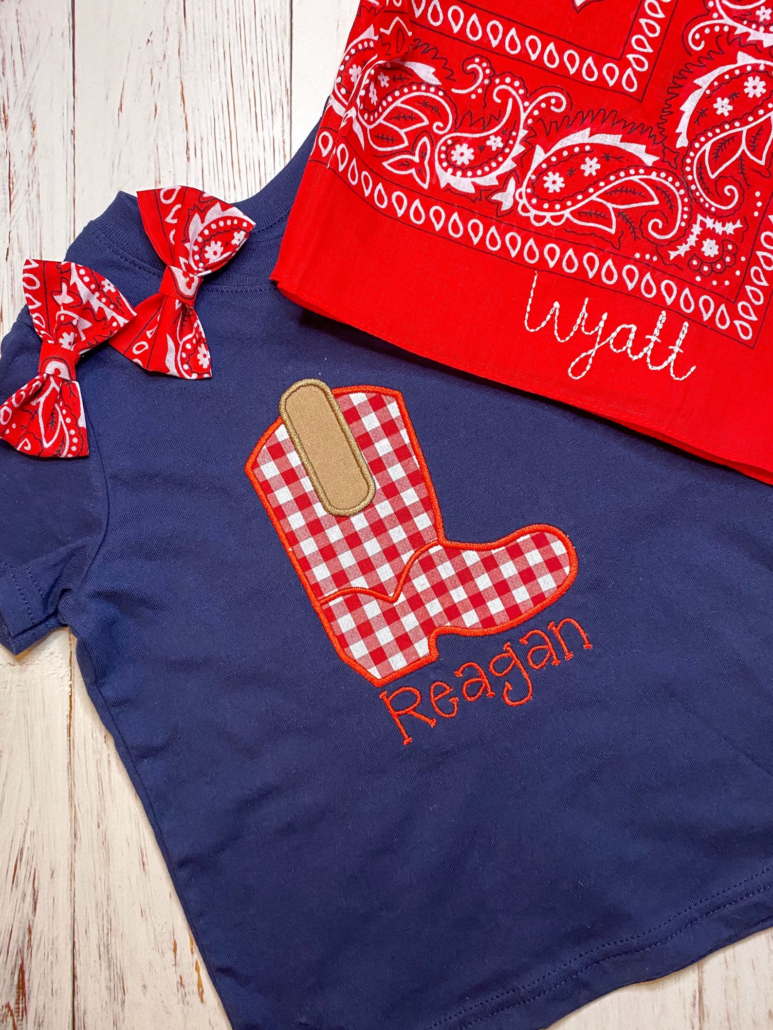 Red Bandana Bow, Large or Pigtail Bows Set of Two, Baby or Toddler Girl ...