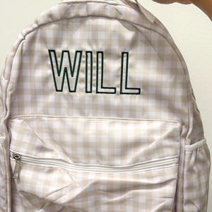 Monogrammed Gingham Nylon Backpack in Pink or Blue, Personalized Diaper ...
