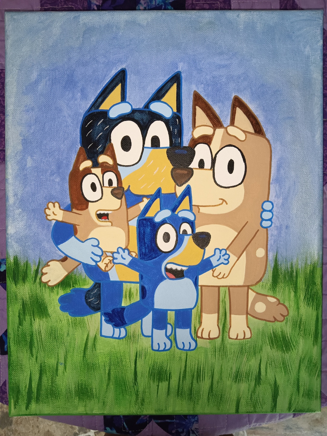 Bluey Family | Original on Canvas - Etsy