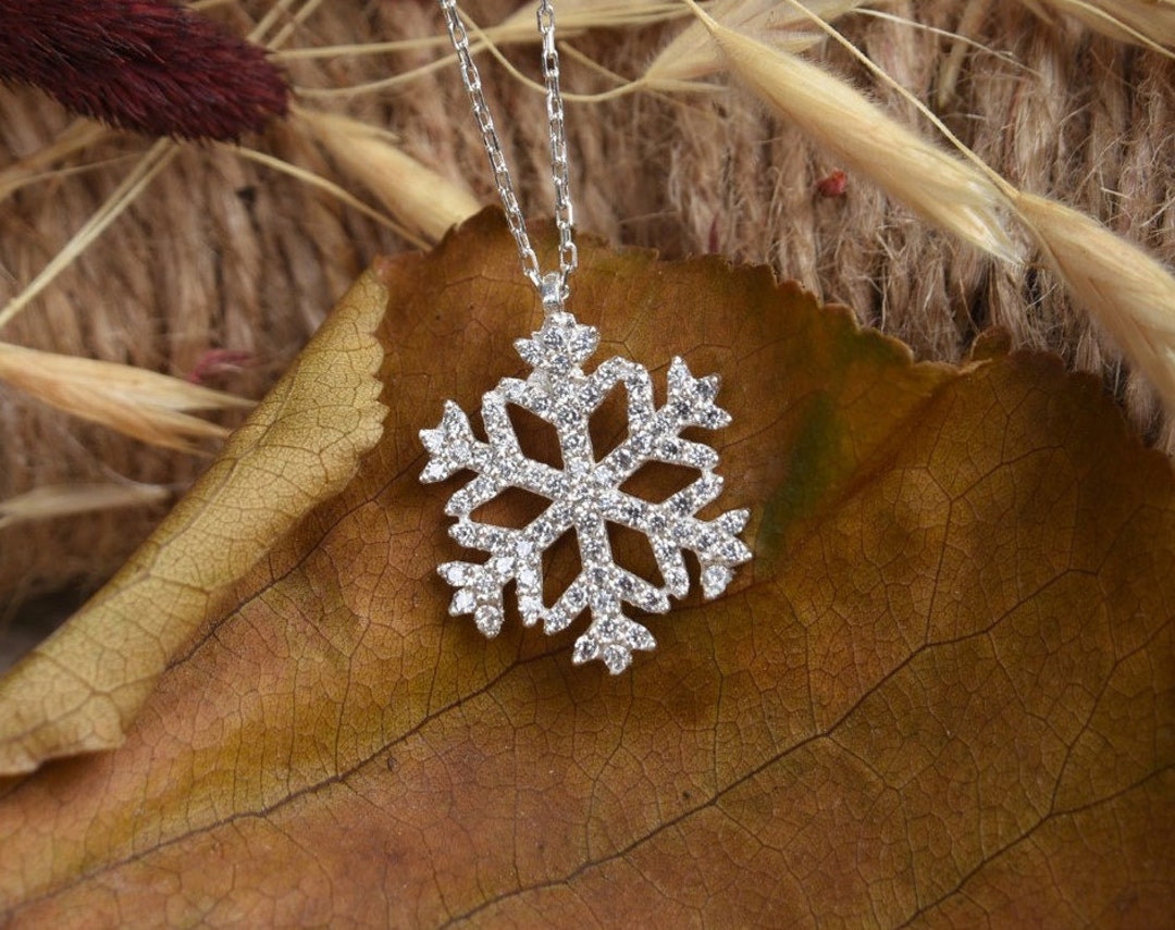 Silver Snowflake Necklace, Small Snowflake Pendant, 925 Genuine Silver ...