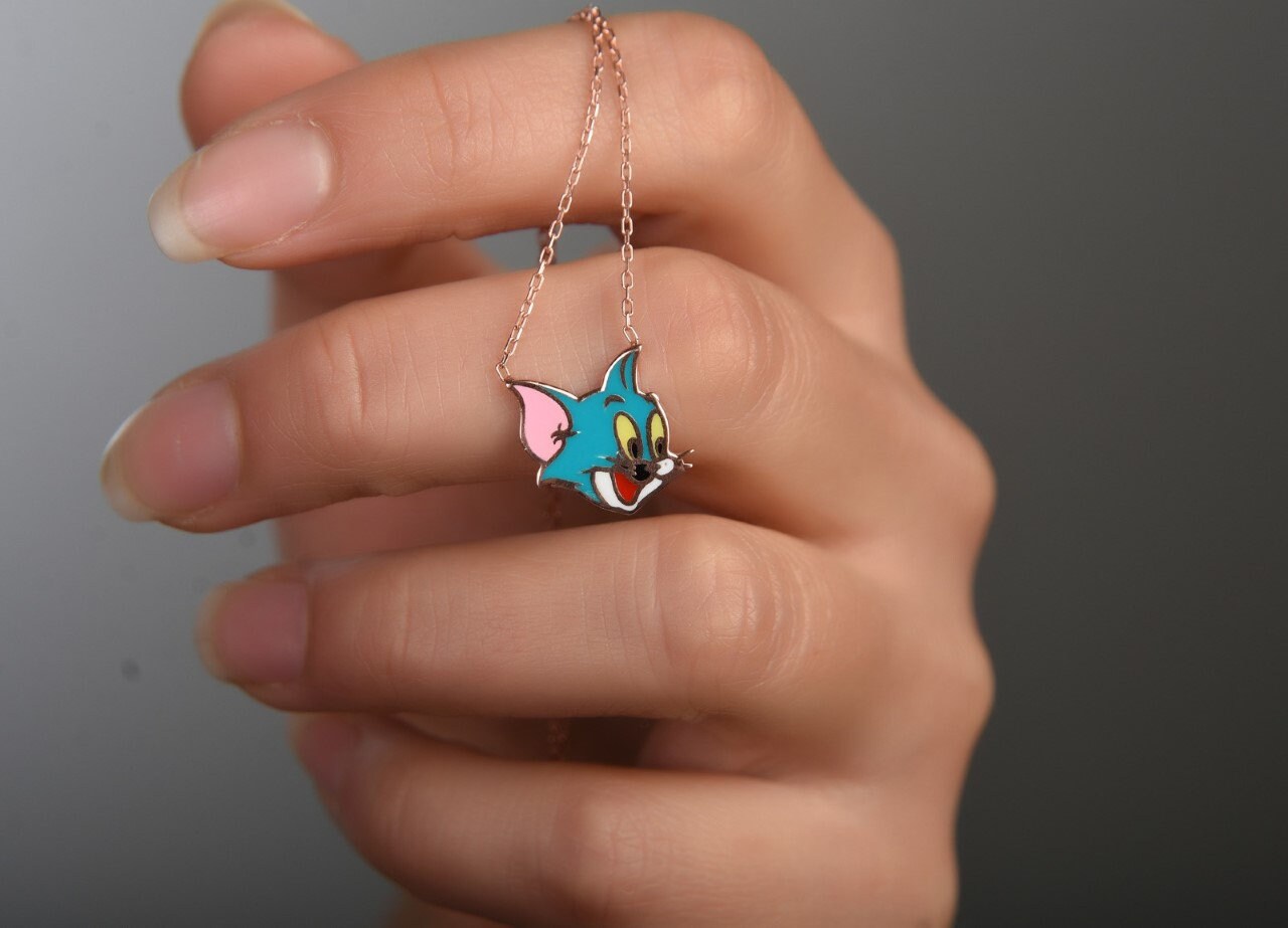 Tom and Jerry Silver Necklace Children Charm Pendant for | Etsy